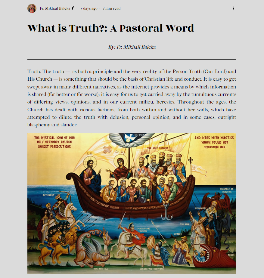 Orthodox Ethos: What is Truth?: A Pastoral Word – LIVING ORTHODOX